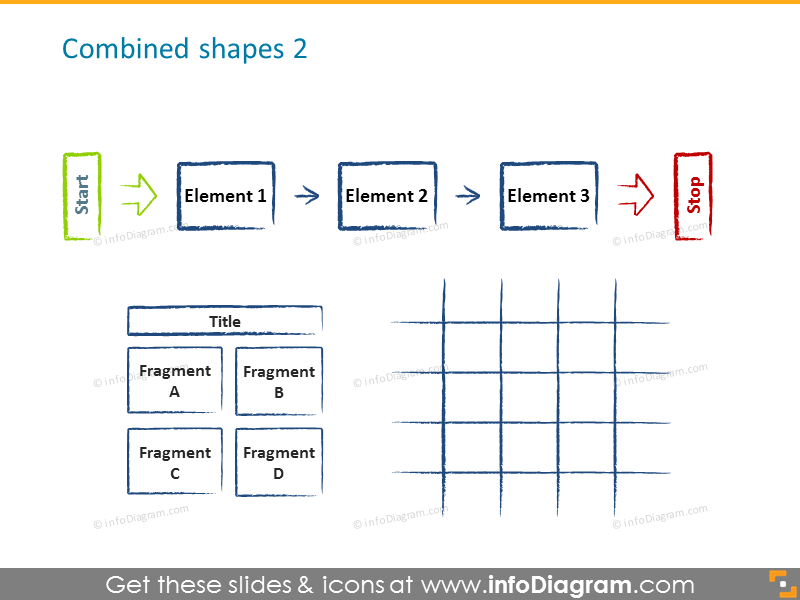 Example of charcoal combined shapes set