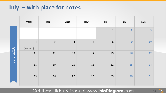 School Calendars 2015 2016 graphics (PPT tables and icons, EU ISO dates)