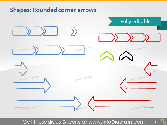 Rounded Arrow Chevron Sketch Handdrawn Powerpoint Shape