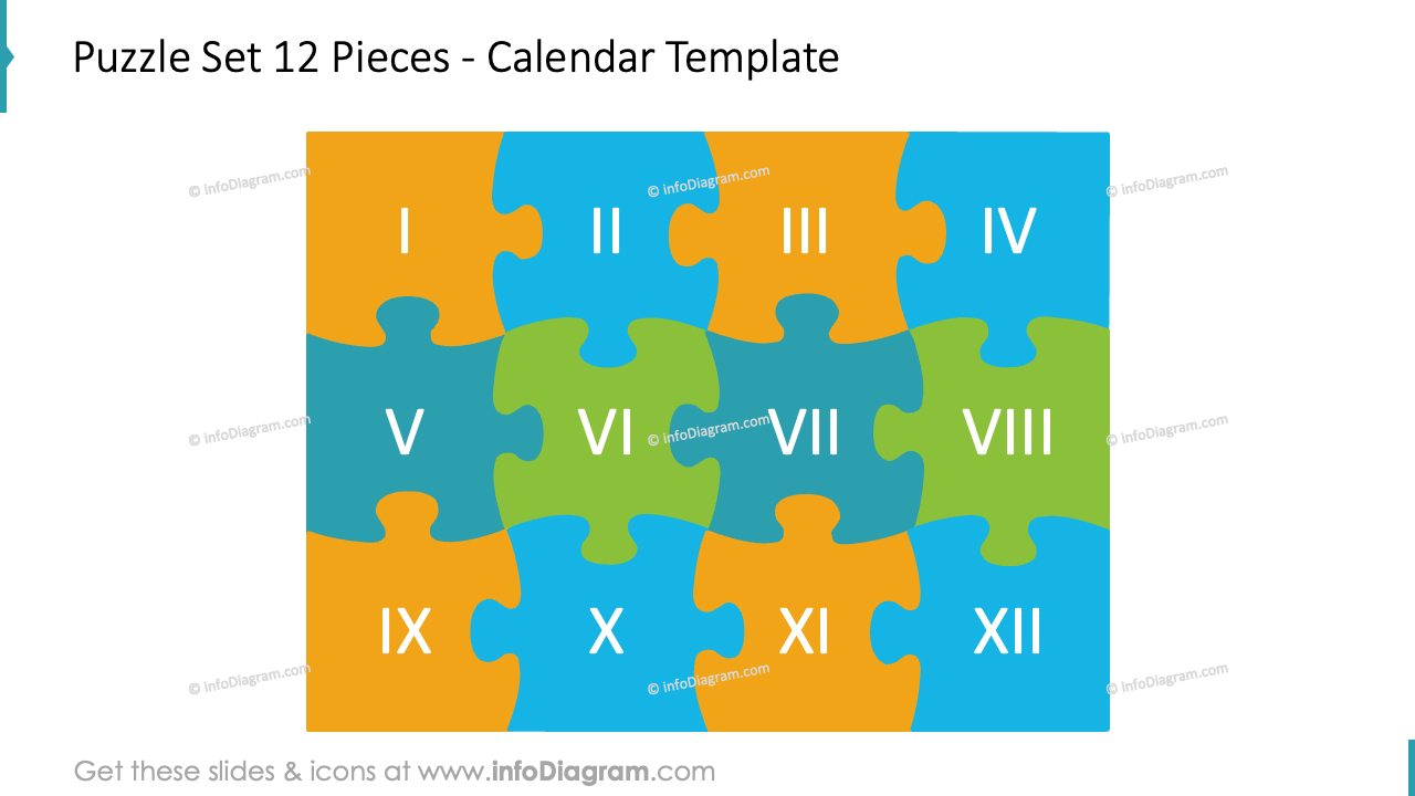 Single Puzzle Elements for Creating Diagrams Flat Style