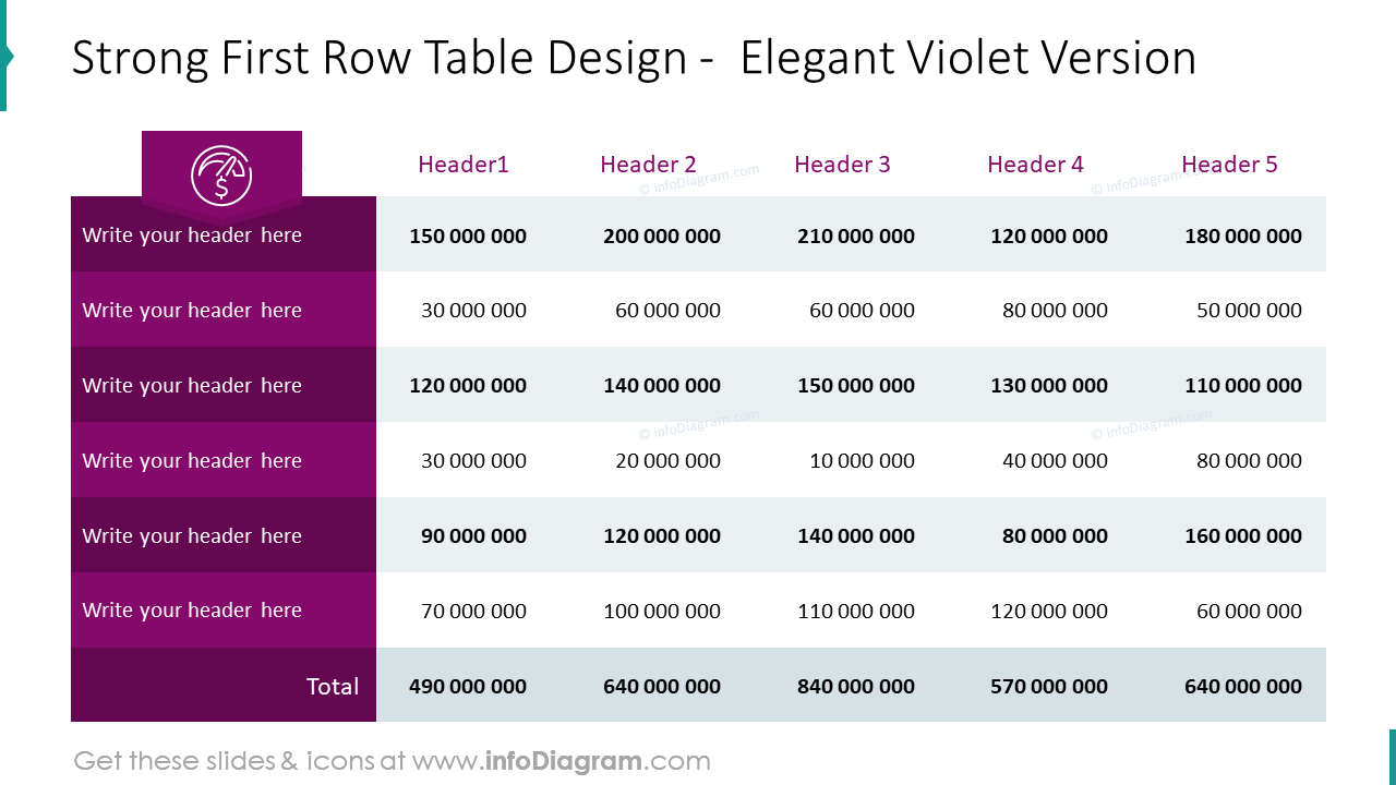 Strong First Row Table Design - Elegant Violet Version