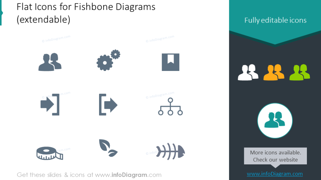 Flat icons for fishbone diagrams