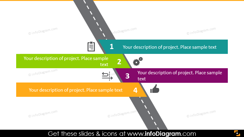 4 aims milestones roadmap flat infographics