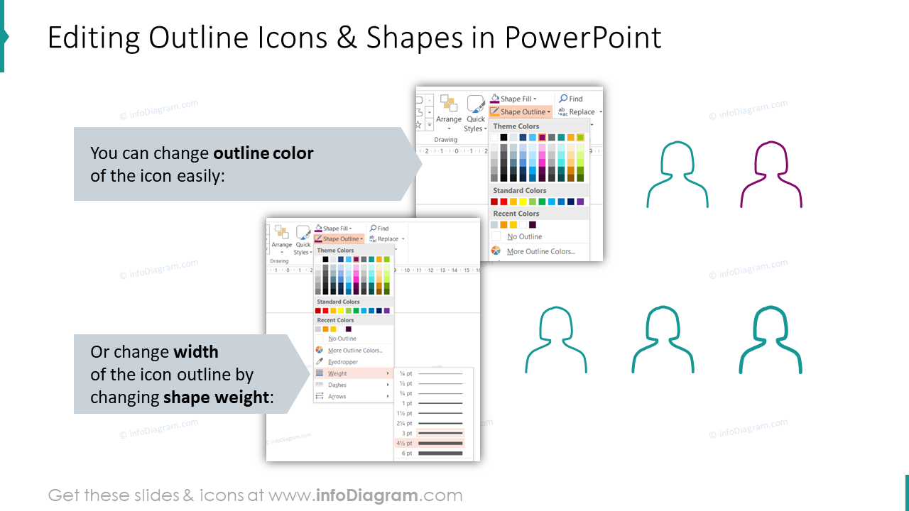 Editability of outline icons & shapes in PowerPoint