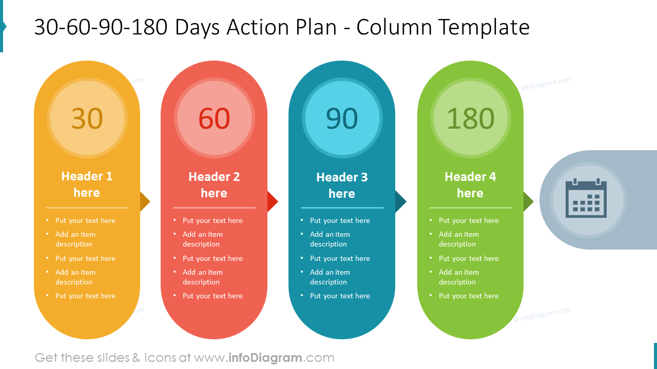 30-60-90-180 Days Action Plan - Column Template