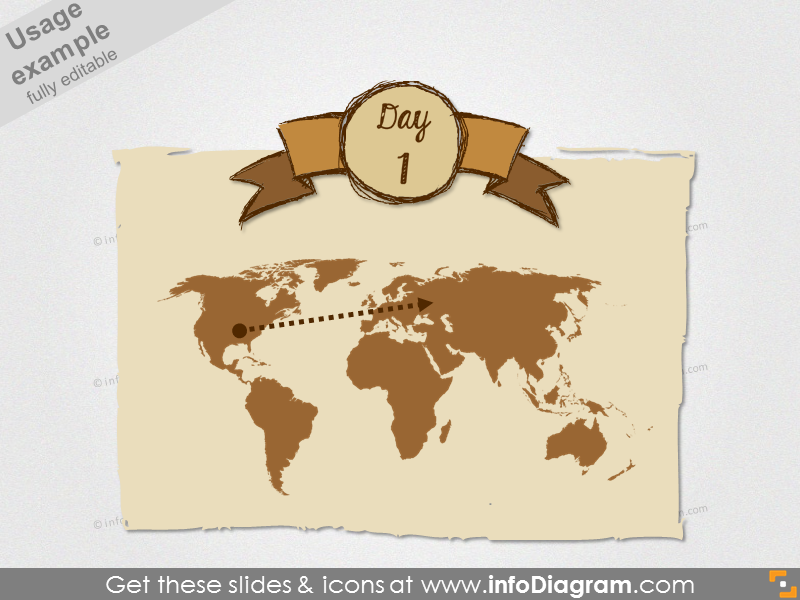 Map illustrated with circle banner