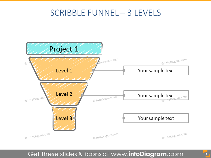 3 step scribble creative Funnel Infographics