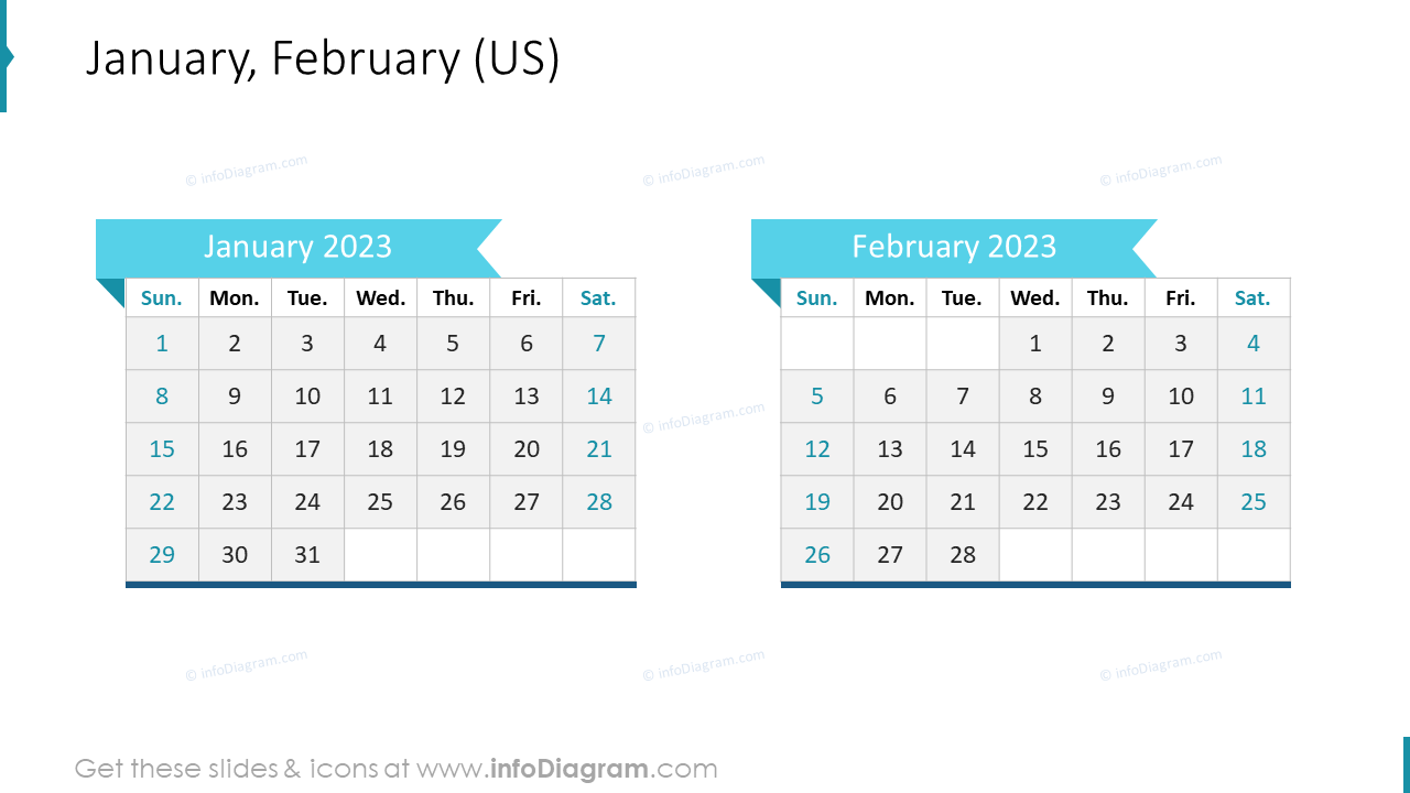 January, February (US)