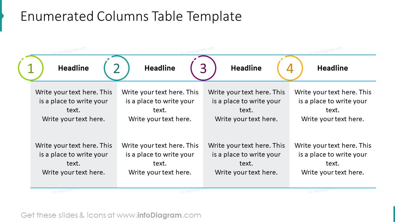 Enumerated columns table template