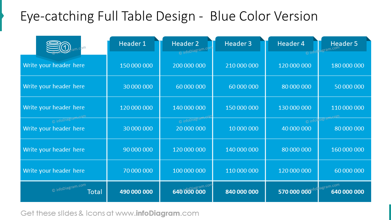 Eye-catching Full Table Design - Blue Color Version