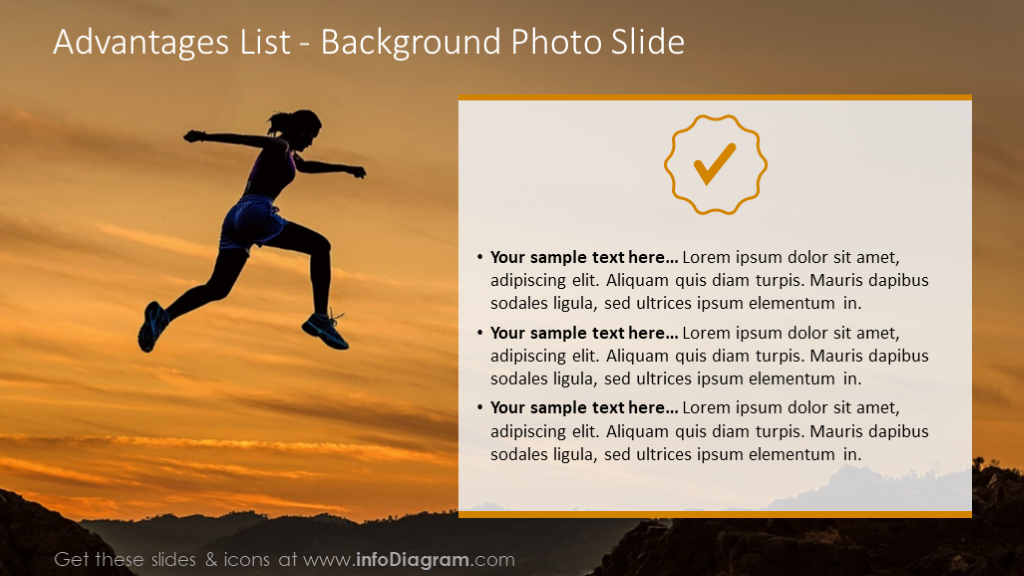 Advantages list illustrated with background photo