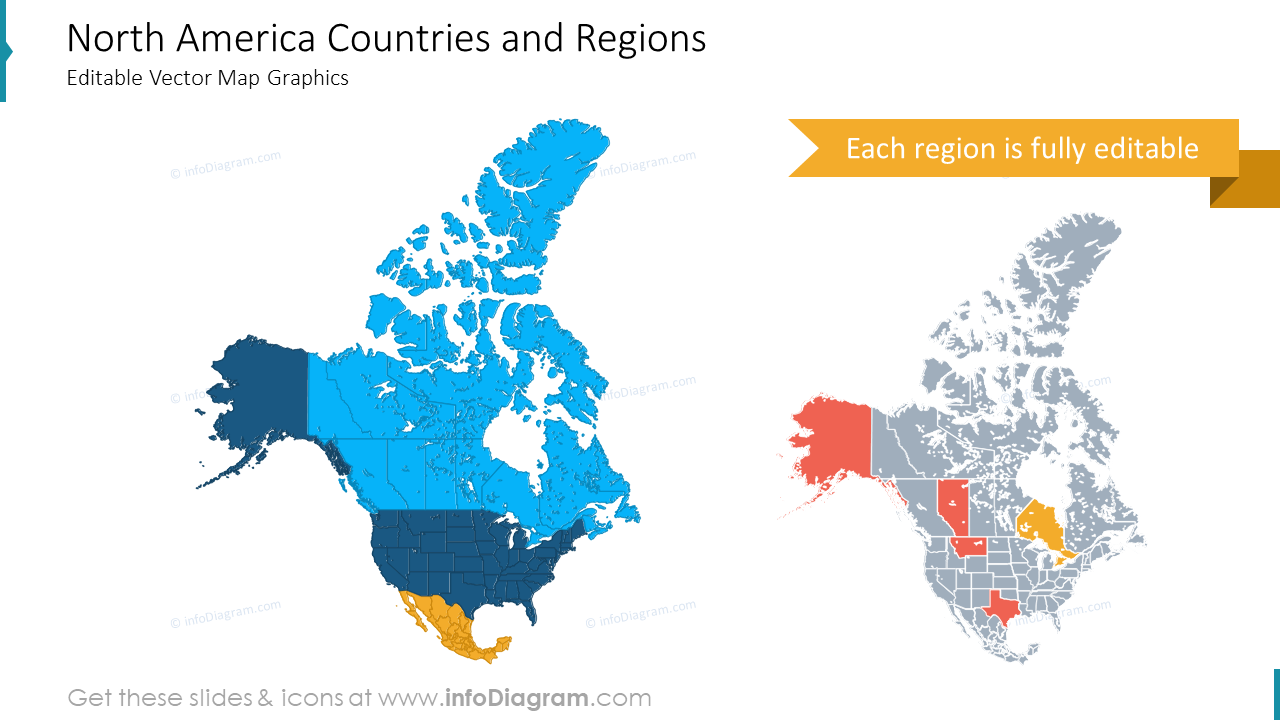 Us And Canada Map Powerpoint Free Canada Map Google Slides Themes