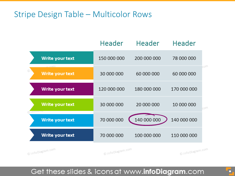 Stripe Design Table with Multicolor Rows