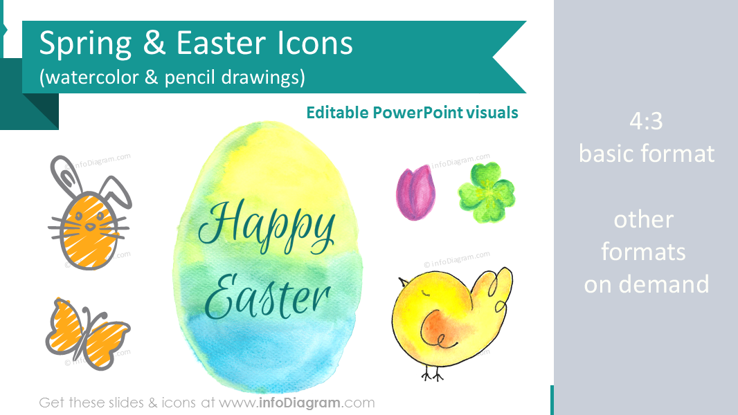 Handwritten Spring and Easter Icons (PPT clipart)