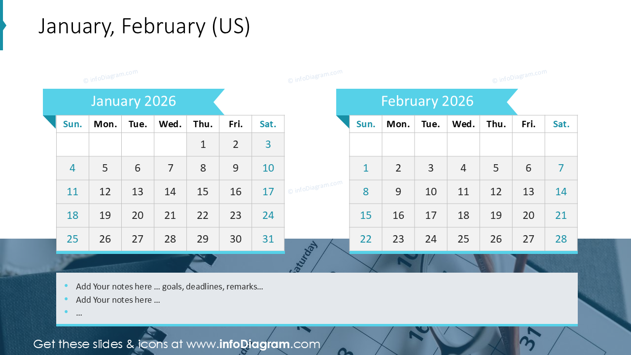 January, February (US)
