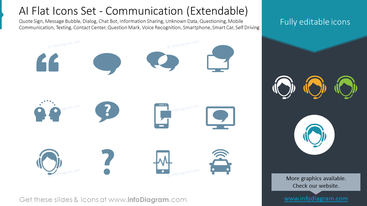 AI Flat Icons Set - Communication (Extendable)