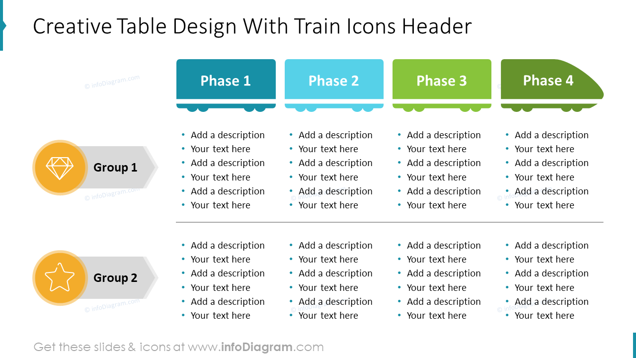 Creative Table Design With Train Icons Header