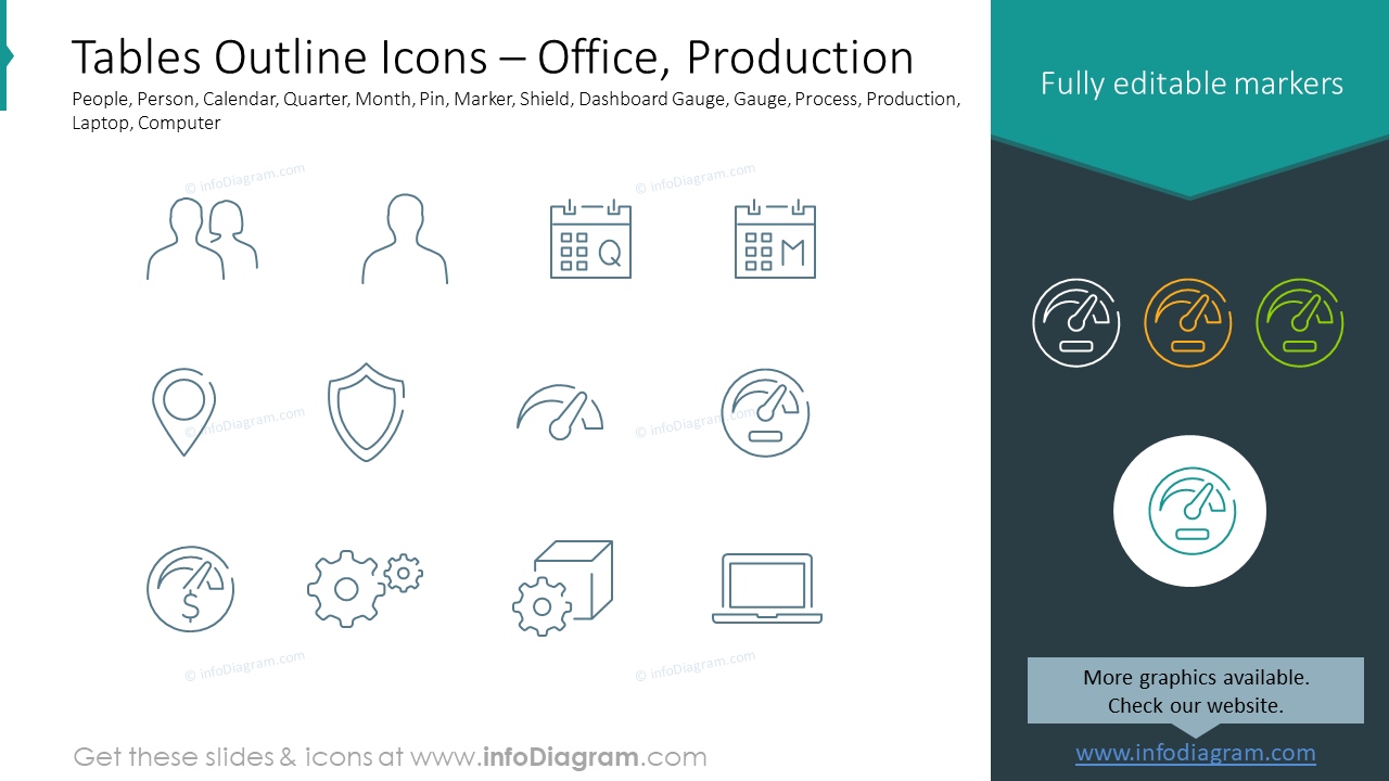 Tables Outline Icons – Office, Production