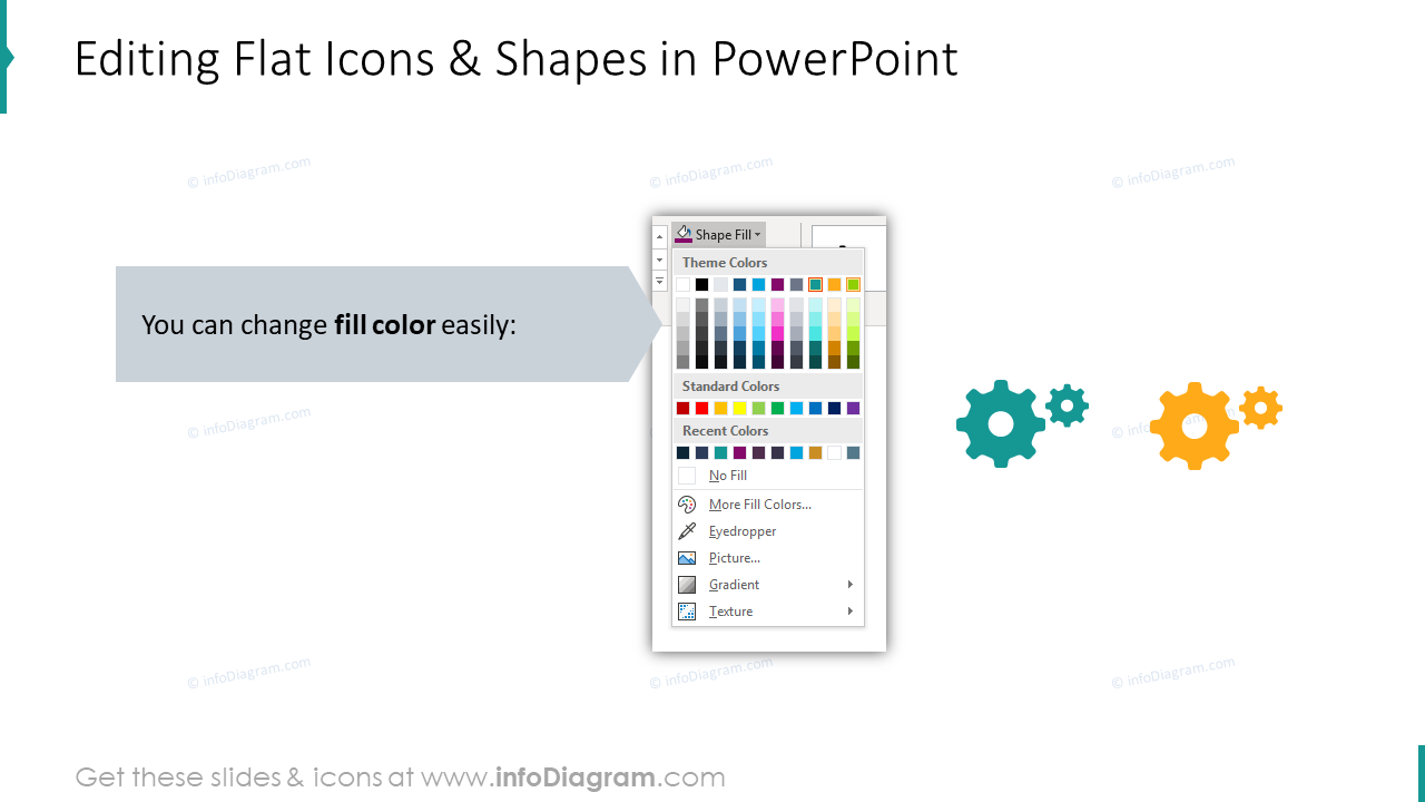 Editability of flat icons and shapes in PowerPoint