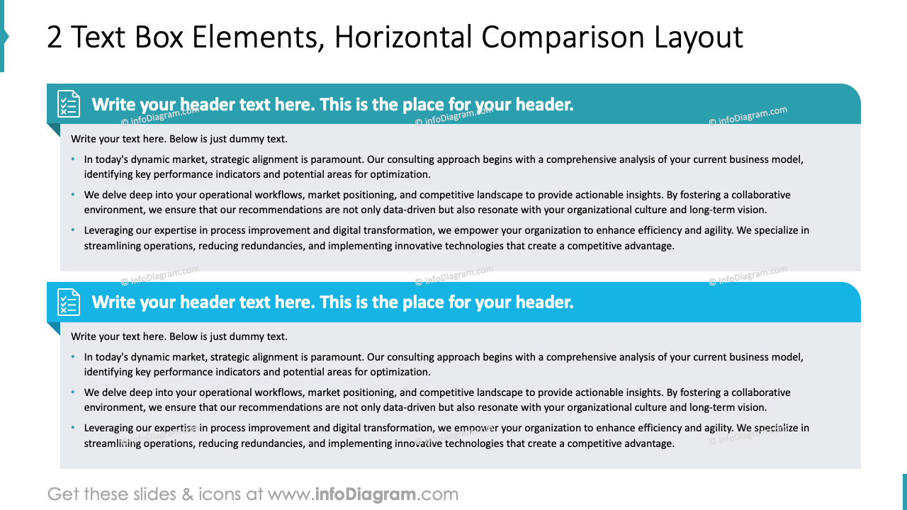 2 Text Box Elements, Horizontal Comparison Layout