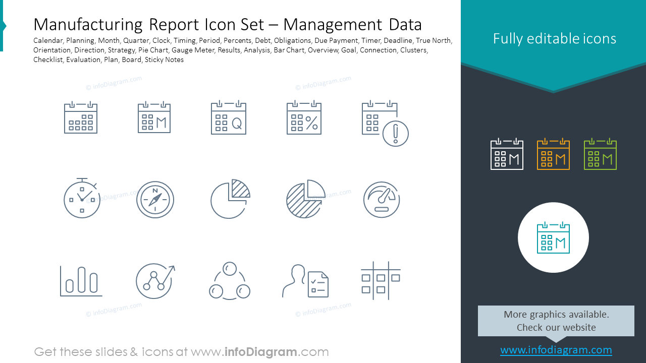 Manufacturing Report Icon Set – Management Data