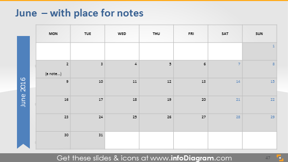School Calendars 2015 2016 graphics (PPT tables and icons, EU ISO dates)
