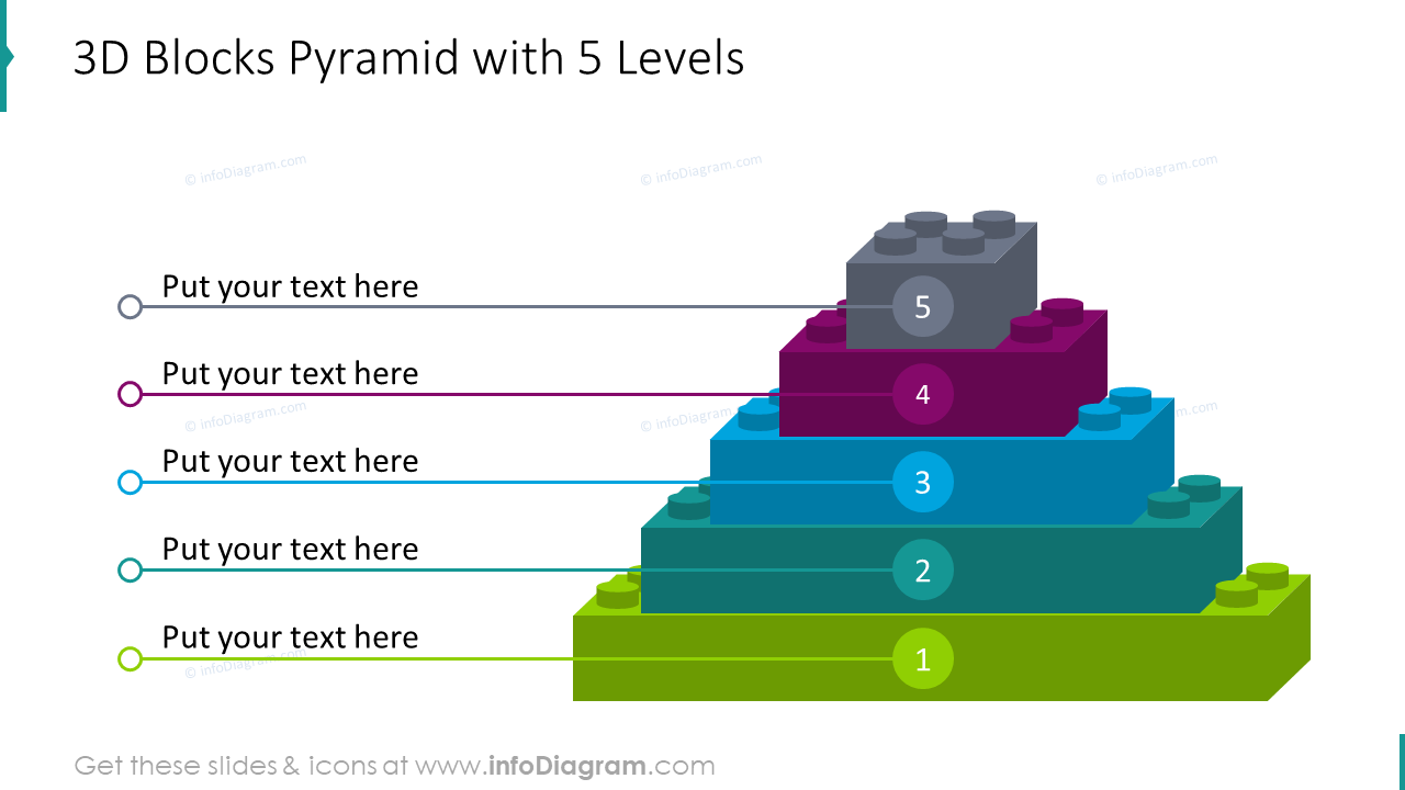 3D blocks pyramid with 5 levels