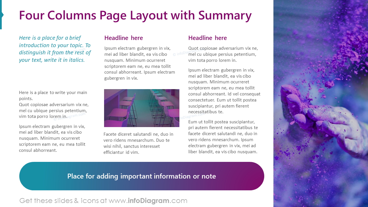 Four Columns Page Layout with Summary