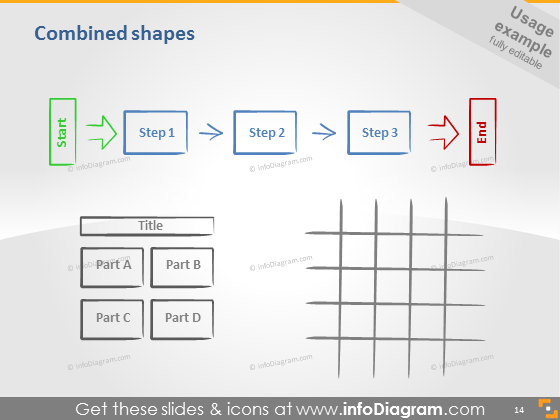 process phases rectangle icons ppt clipart