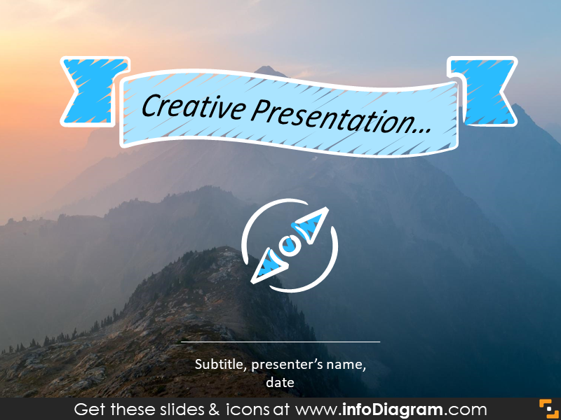 Headline slide illustrated with wave presentation title