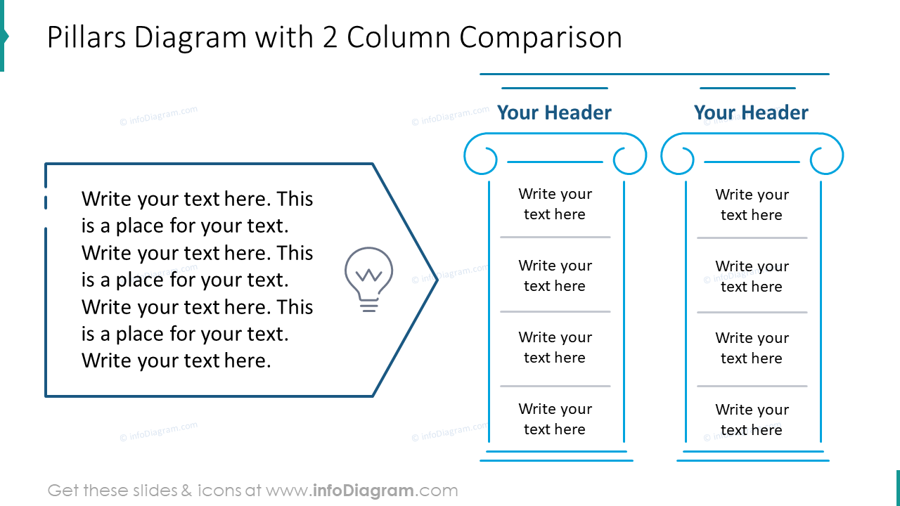 Pillars diagram with two column comparison