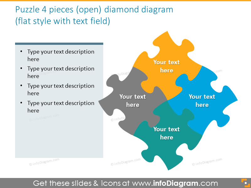 puzzle 4 pieces open diagram powerpoint