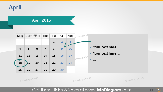 School Calendars 2015 2016 graphics (PPT tables and icons, EU ISO dates)