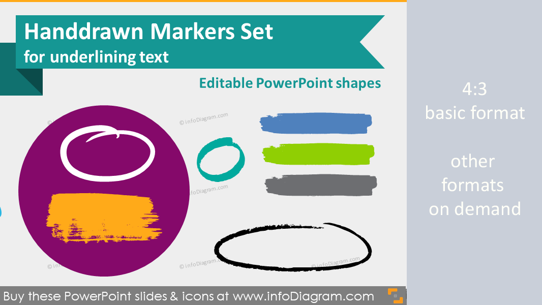 Handwritten Markers For Highlighting PPT Icons 