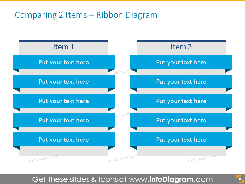 Ribbon Diagram Comparing 2 Items vertical rows