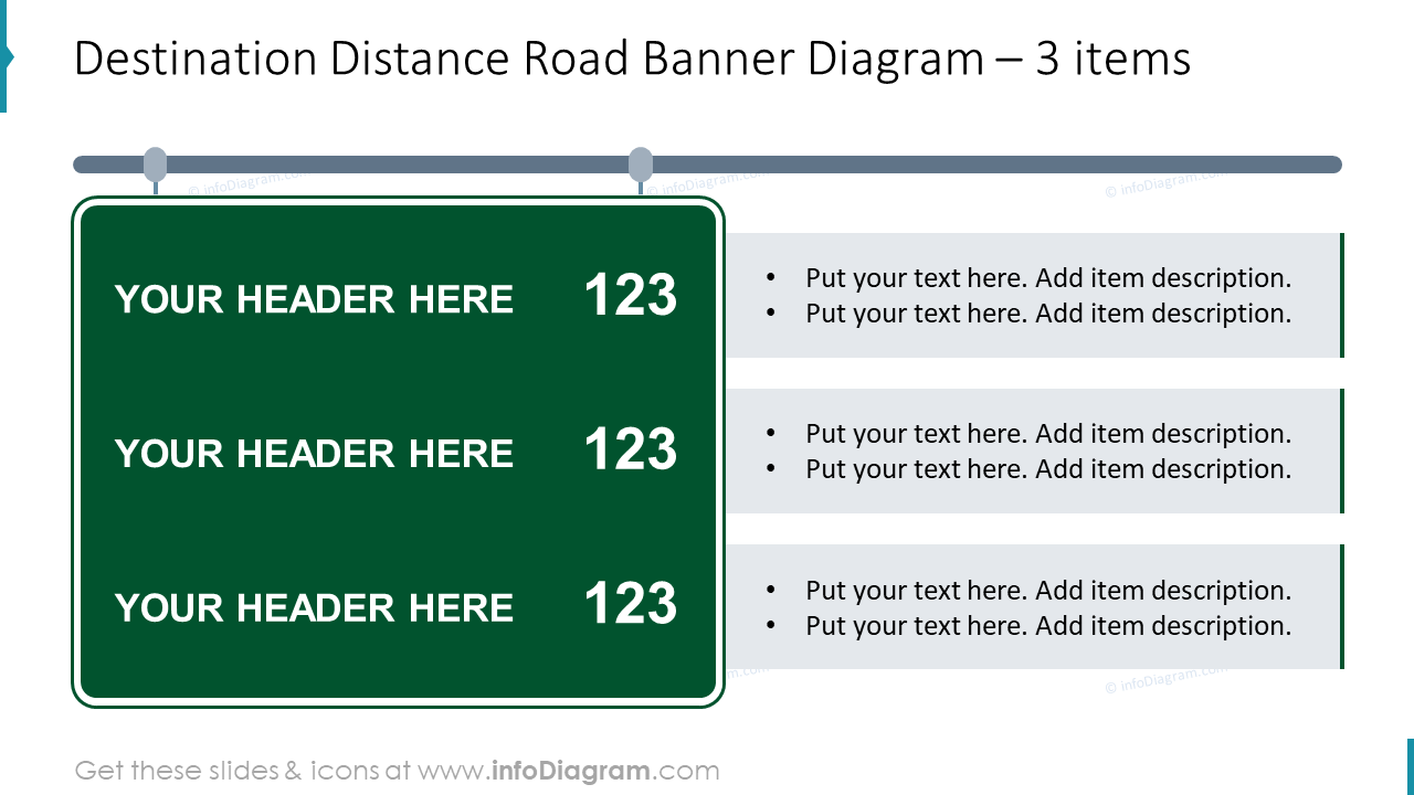 Destination distance road banner diagram