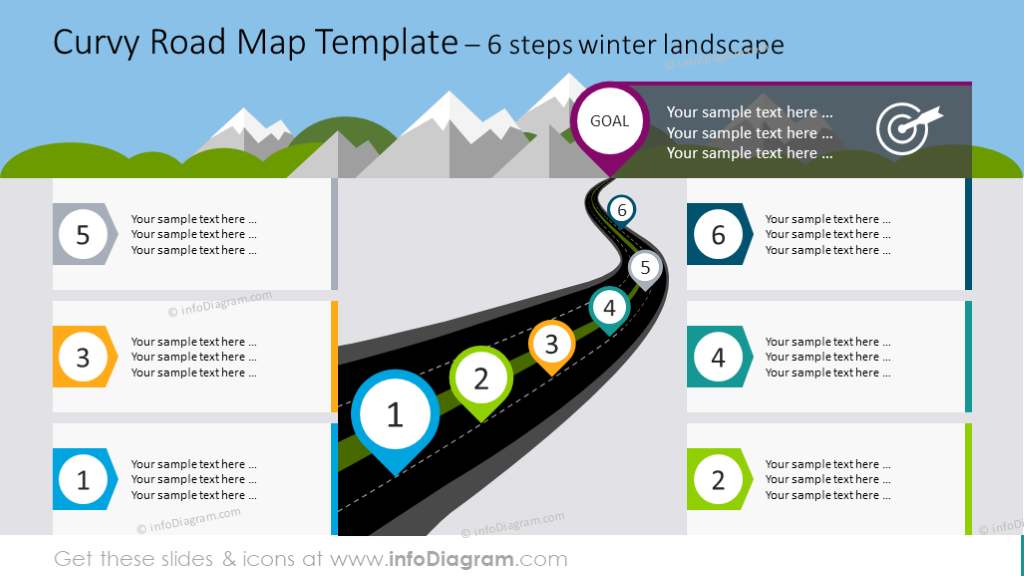 curvy-roadmap-winter-background-ppt