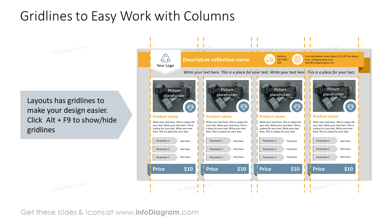 Gridlines to Easy Work with Columns