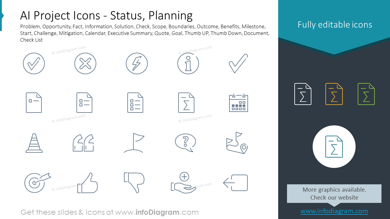 AI Project Icons - Status, Planning AI Project Icons - Status, Planning