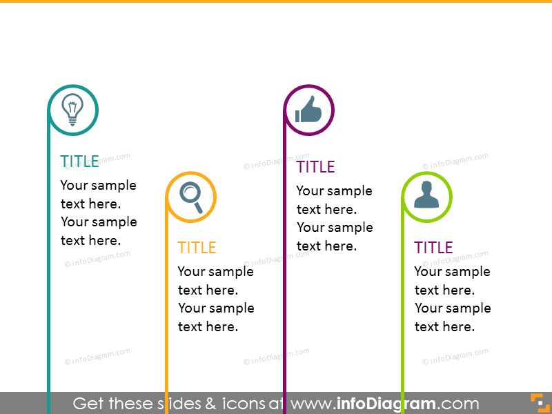 Creative infographics - vertical lines list with symbols