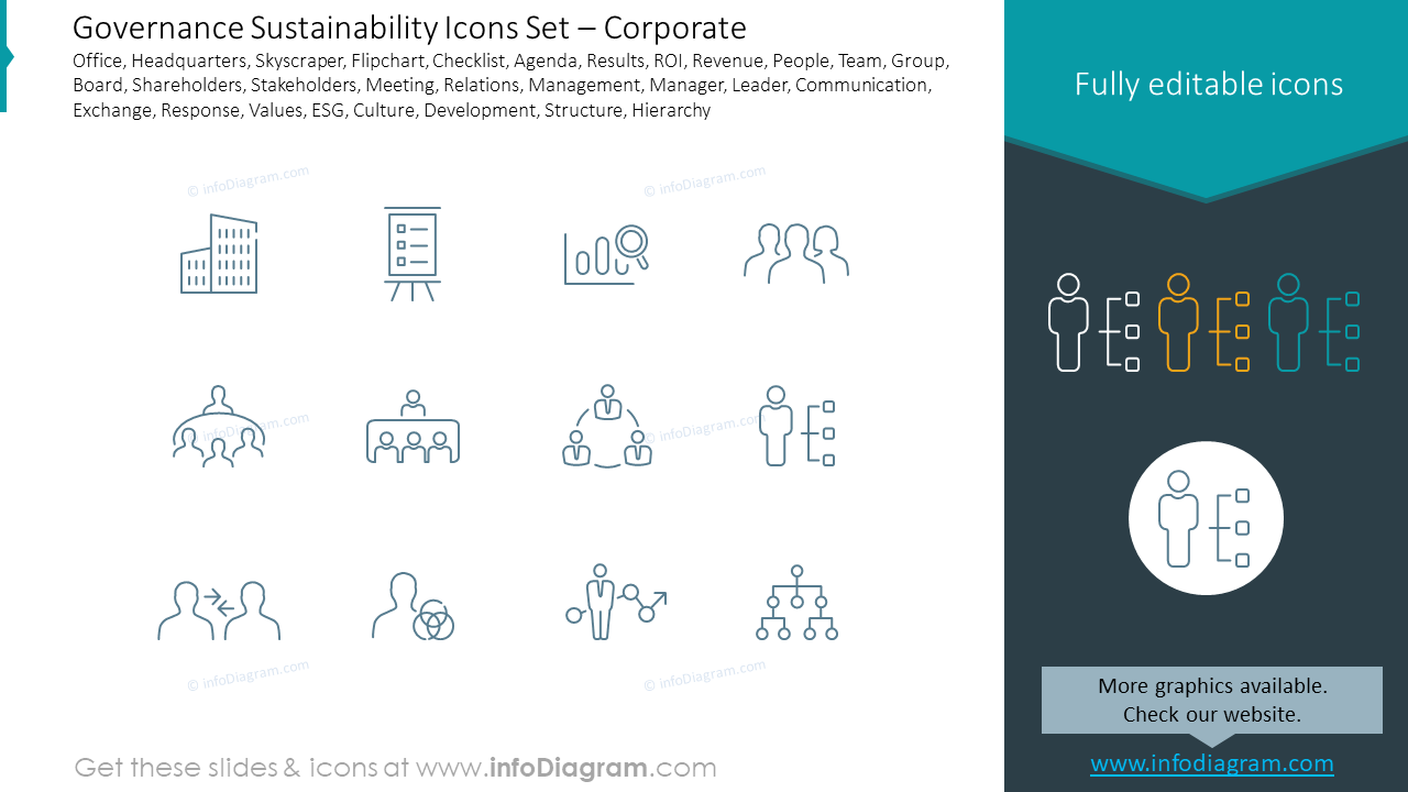 Governance Sustainability Icons Set – Corporate