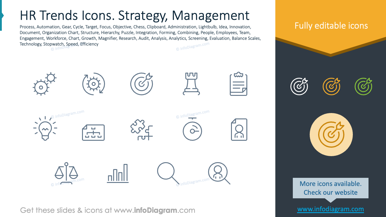HR Trends Icons. Strategy, Management