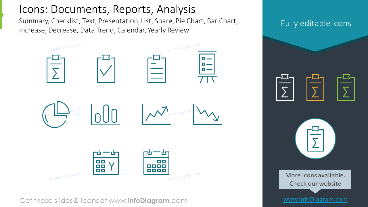 Documents, Reports and Analysis pictograms