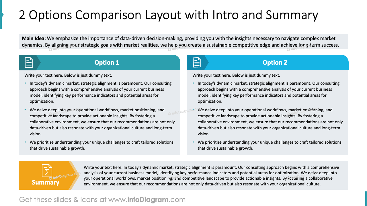 2 Options Comparison Layout with Intro and Summary