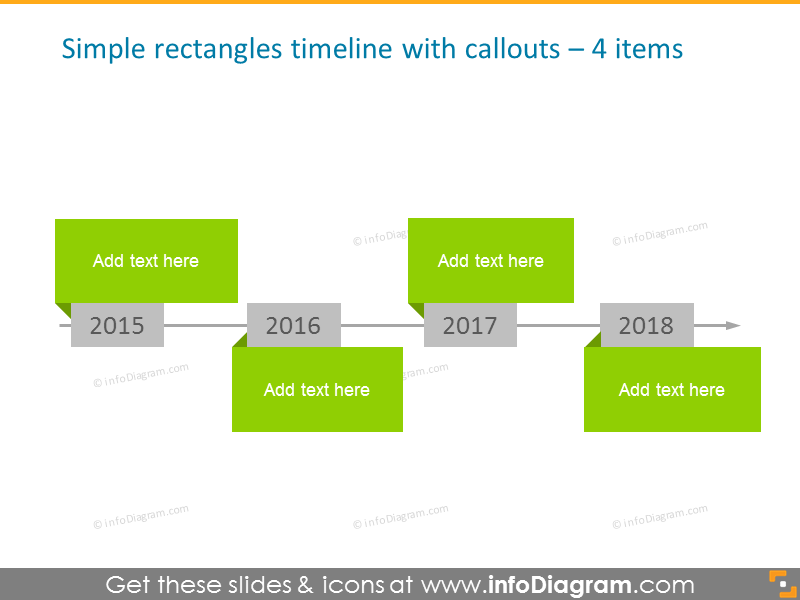simple rectangles template with rounded callouts for 4 elements with icons