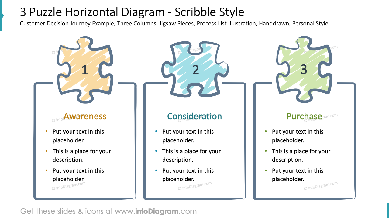 3 Puzzle Horizontal Diagram Scribble Style