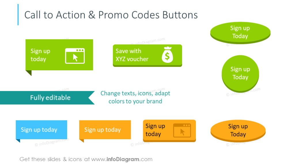 Call-to-action symbols and buttons