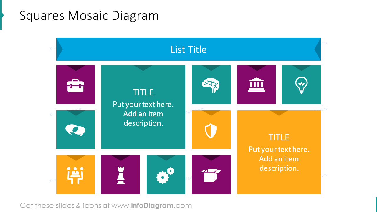 Squares Mosaic Diagram PPT Template