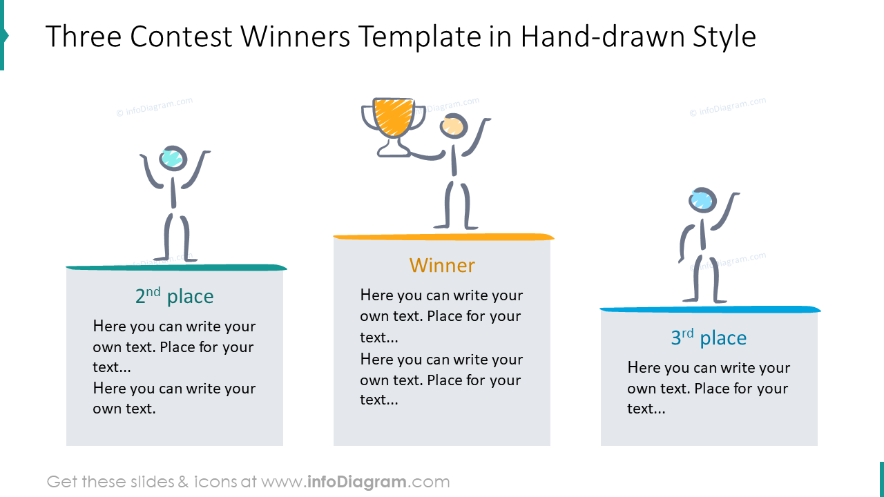 Three contest winners template depicted in hand-drawn style