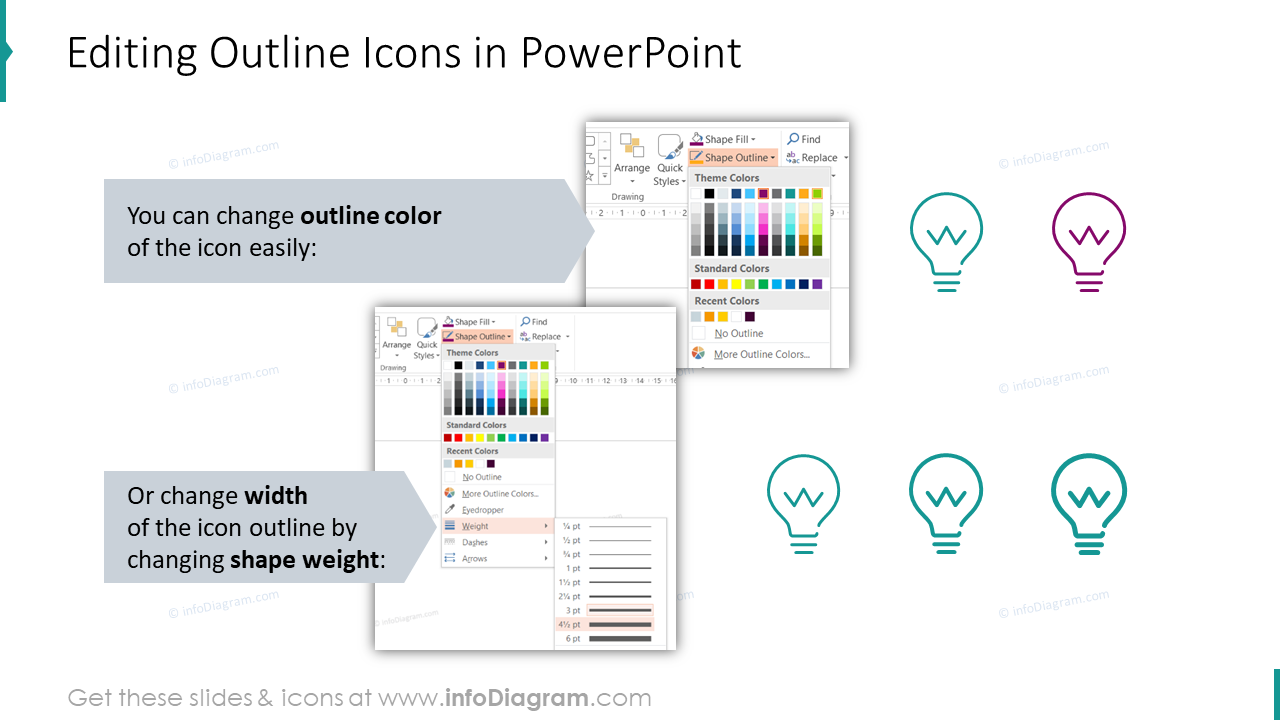 Editability of outline icons and shapes in PowerPoint